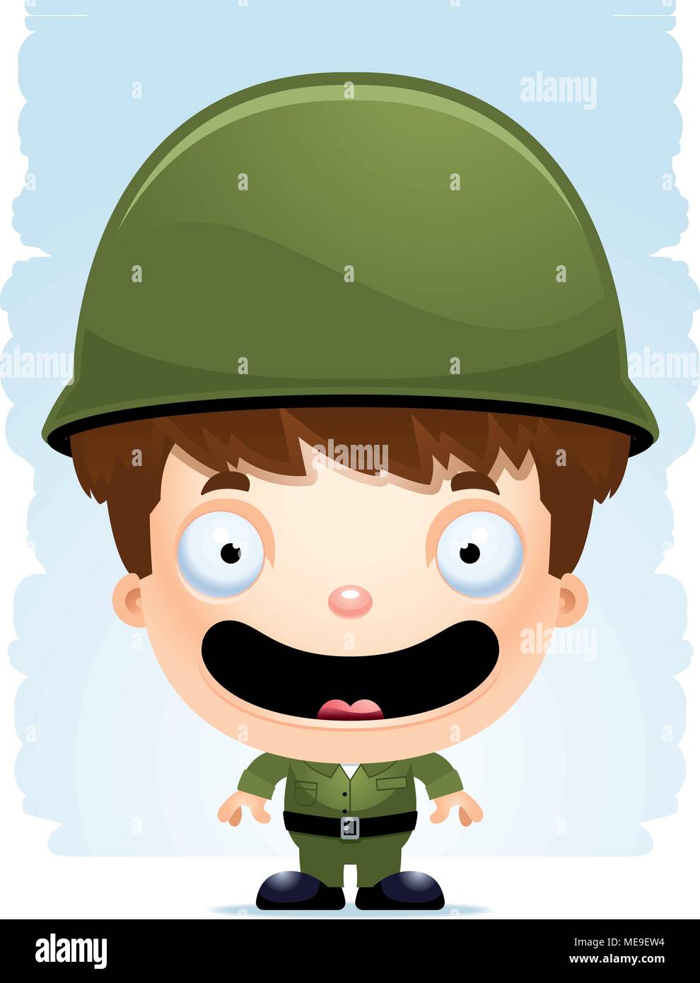 A cartoon illustration of a boy soldier smiling Stock Vector Image ...