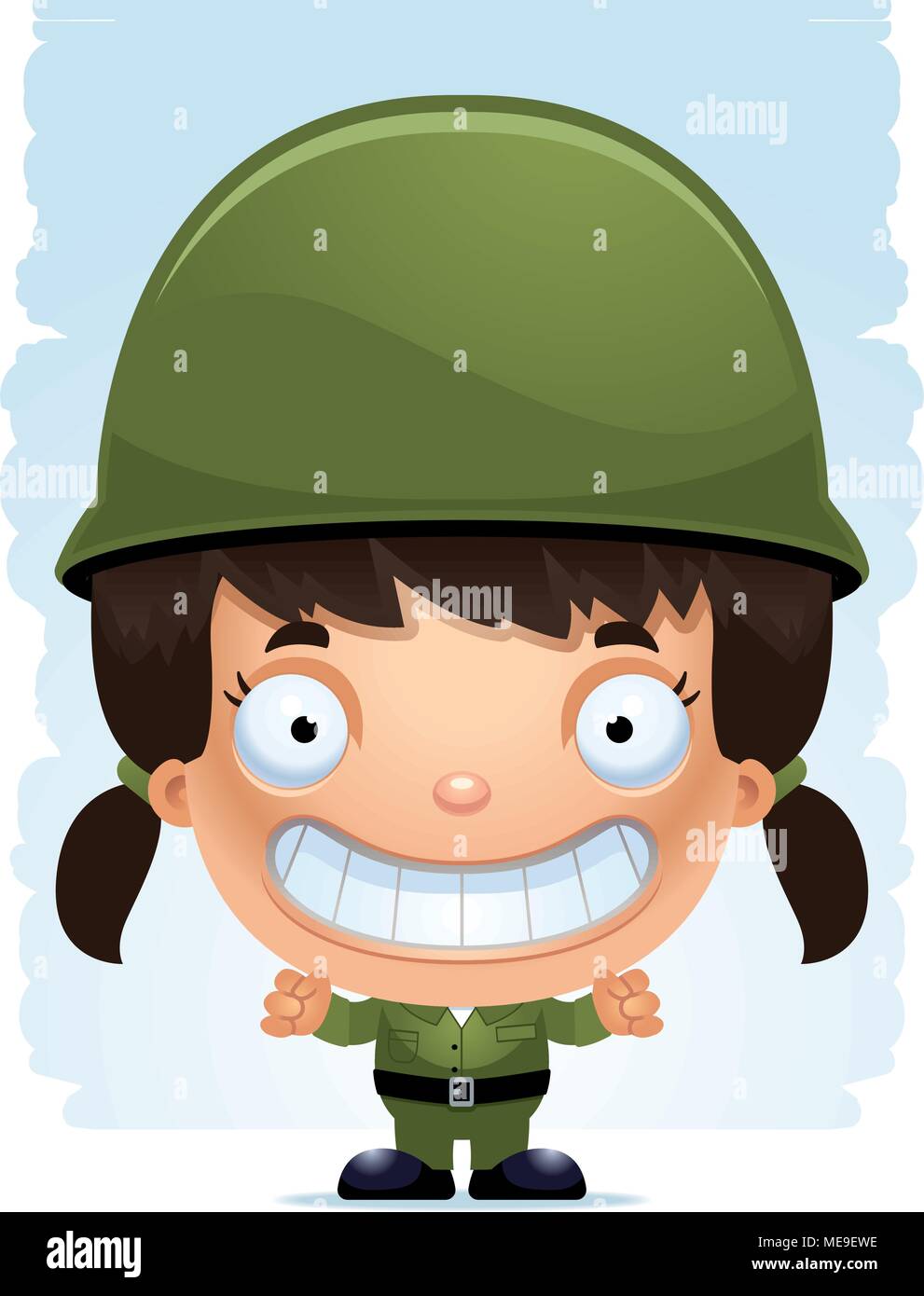 A cartoon illustration of a girl soldier smiling Stock Vector Image ...