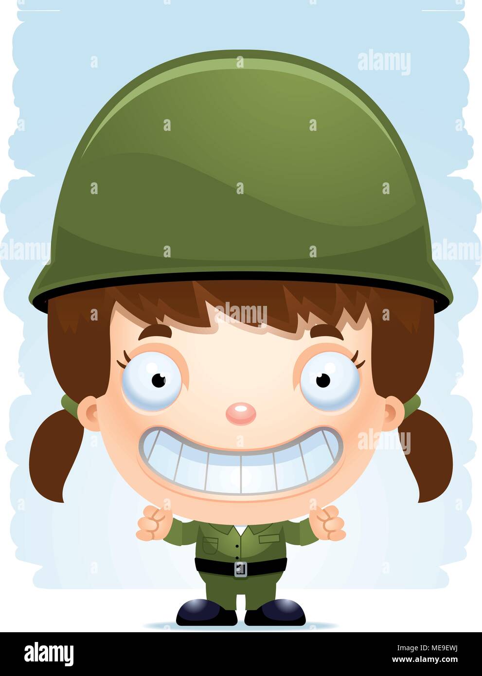 A cartoon illustration of a girl soldier smiling Stock Vector Image ...