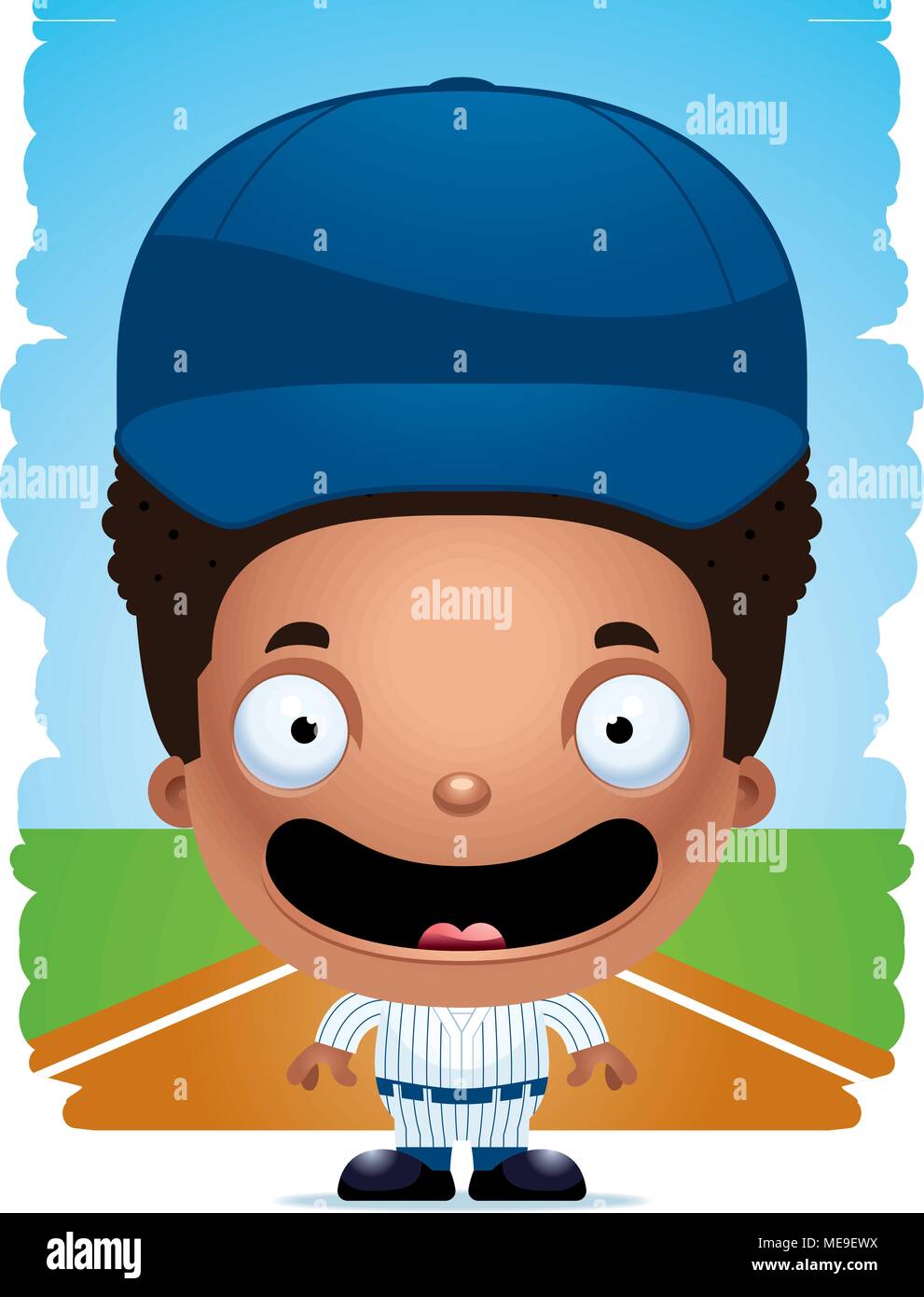 A cartoon illustration of a boy baseball player smiling Stock Vector ...
