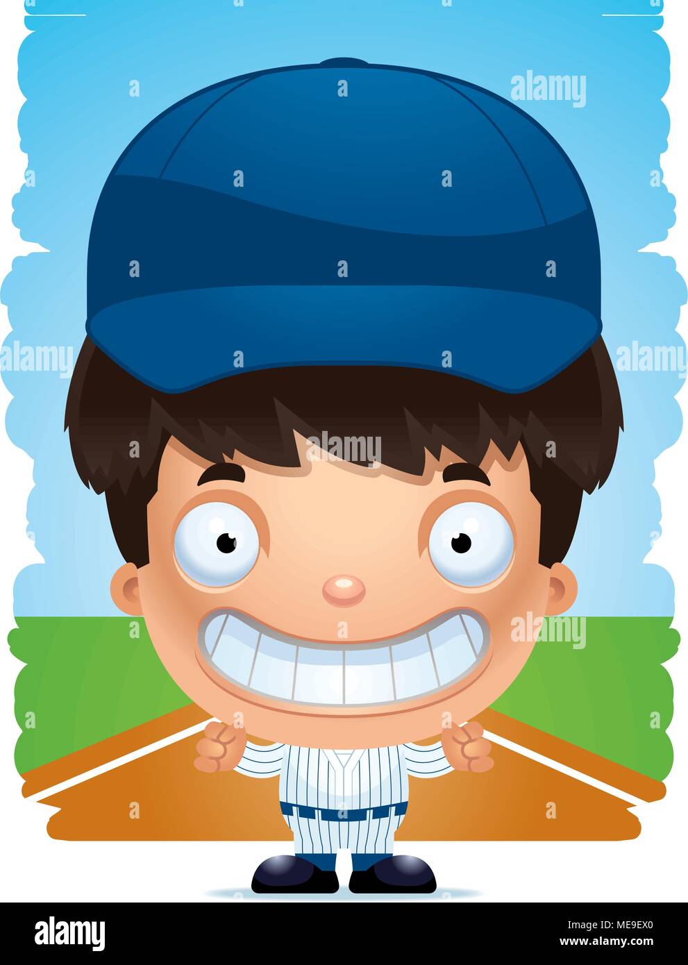 A cartoon illustration of a boy baseball player smiling Stock Vector ...