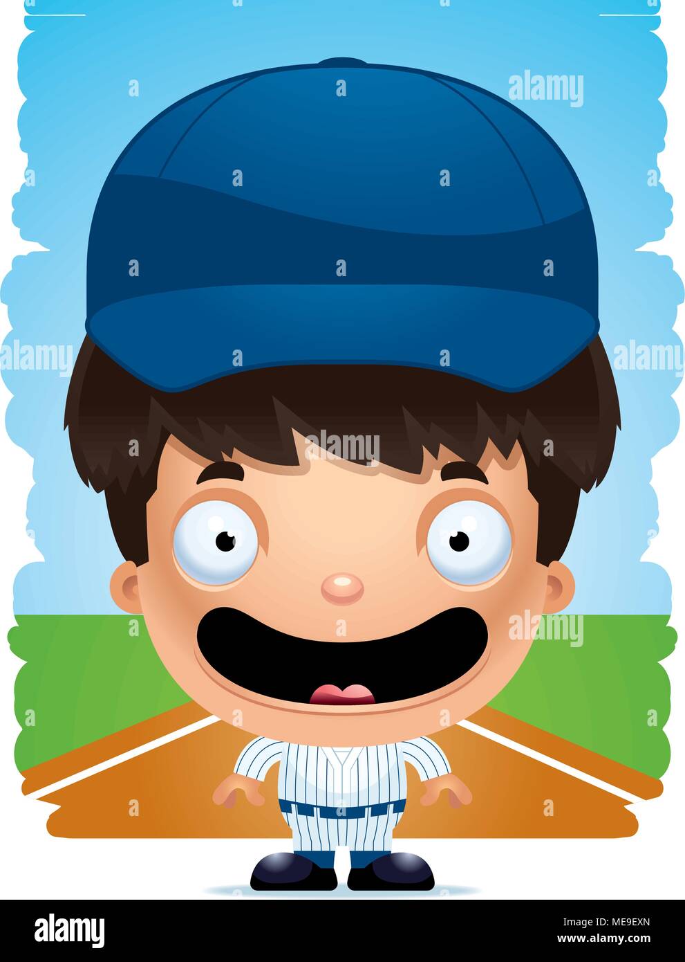 A cartoon illustration of a boy baseball player smiling Stock Vector ...