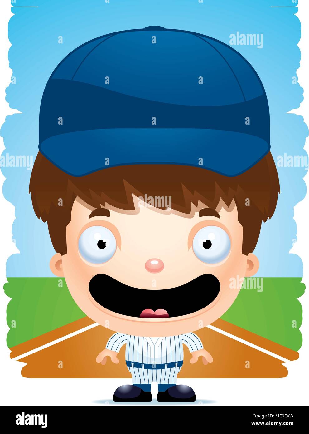 A cartoon illustration of a boy baseball player smiling Stock Vector ...