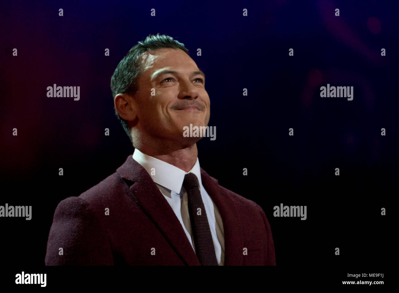 Luke Evans performing at the Royal Albert Hall in London during a star ...
