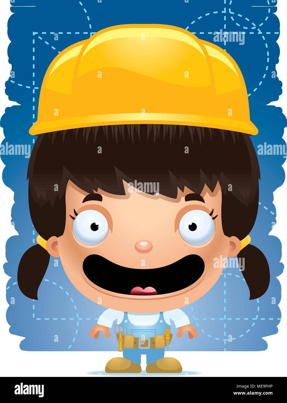 A cartoon illustration of a girl handyman smiling Stock Vector Image ...