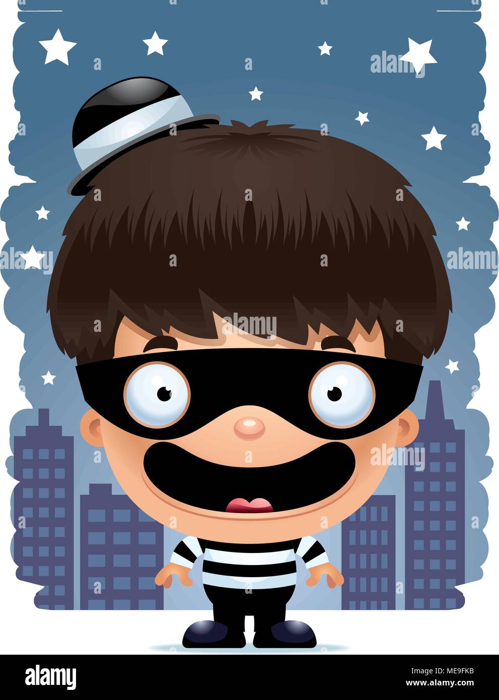 A cartoon illustration of a boy burglar smiling Stock Vector Image ...