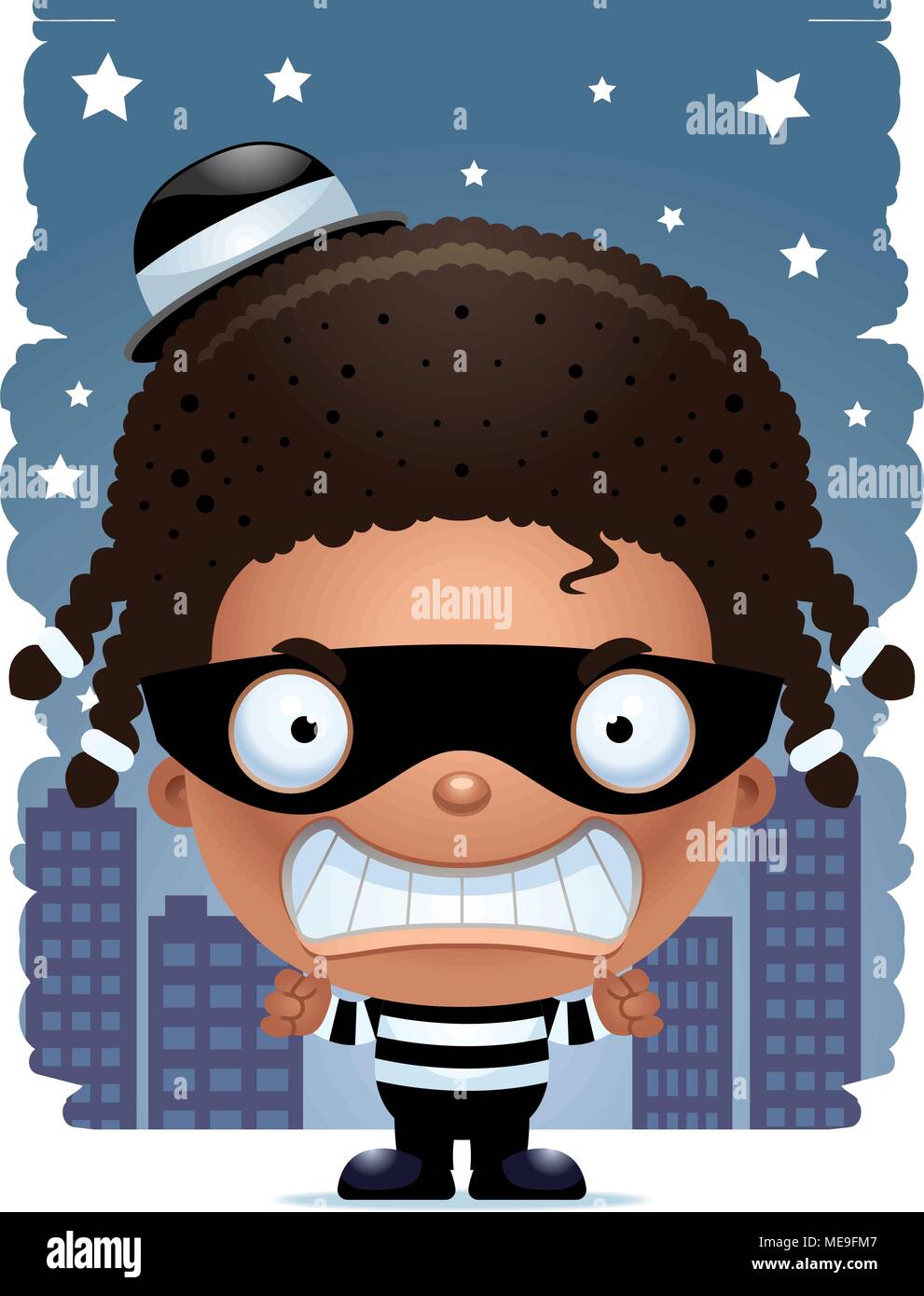 A cartoon illustration of a girl burglar looking angry Stock Vector ...