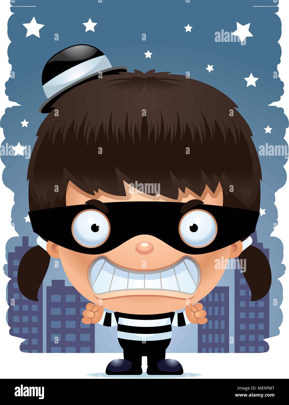 A cartoon illustration of a girl burglar looking angry Stock Vector ...