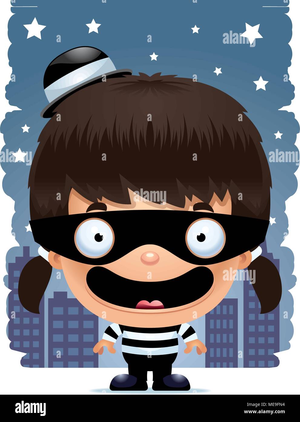 A cartoon illustration of a girl burglar smiling Stock Vector Image ...