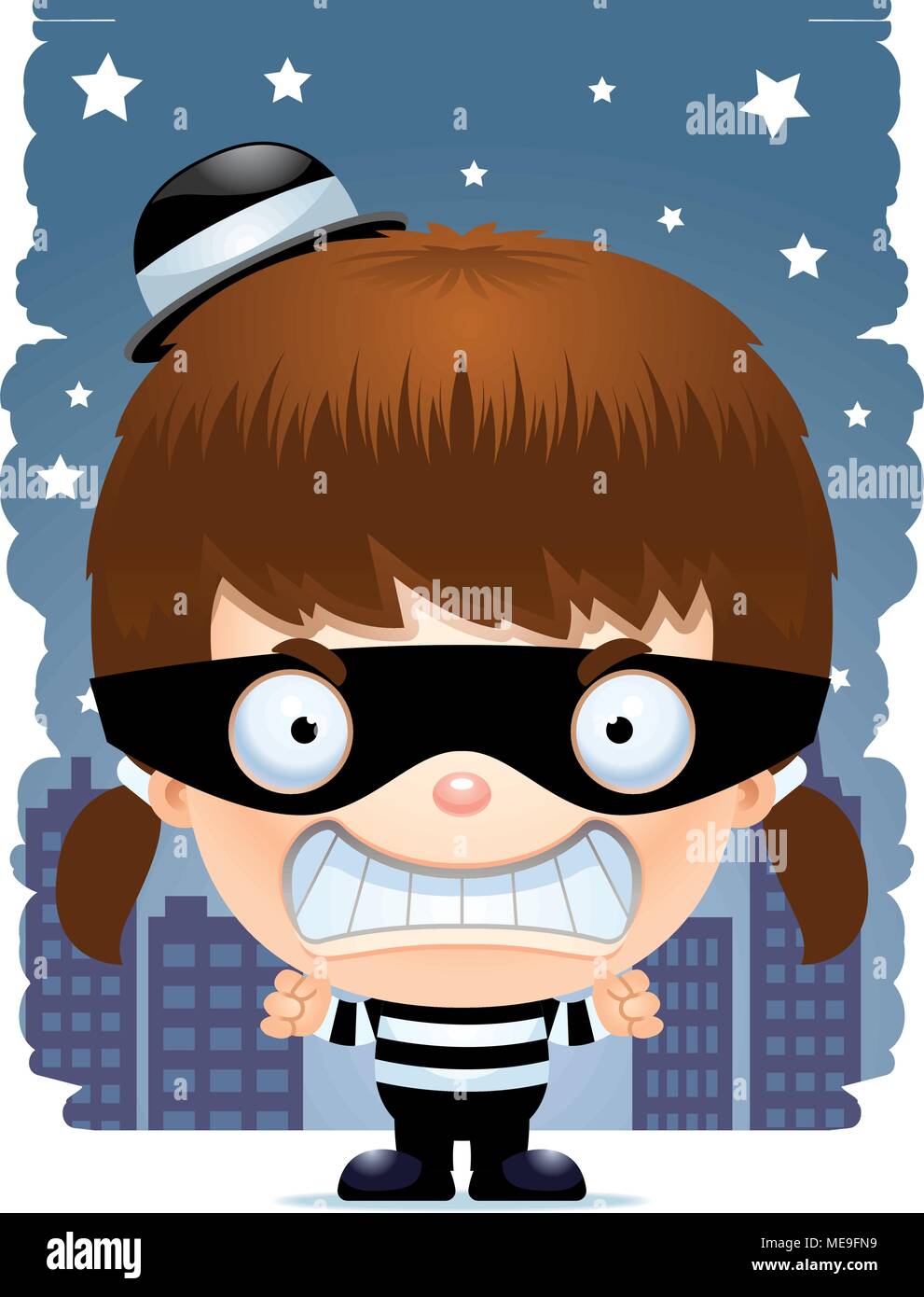 Cartoon thief girl looking angry hi-res stock photography and images ...