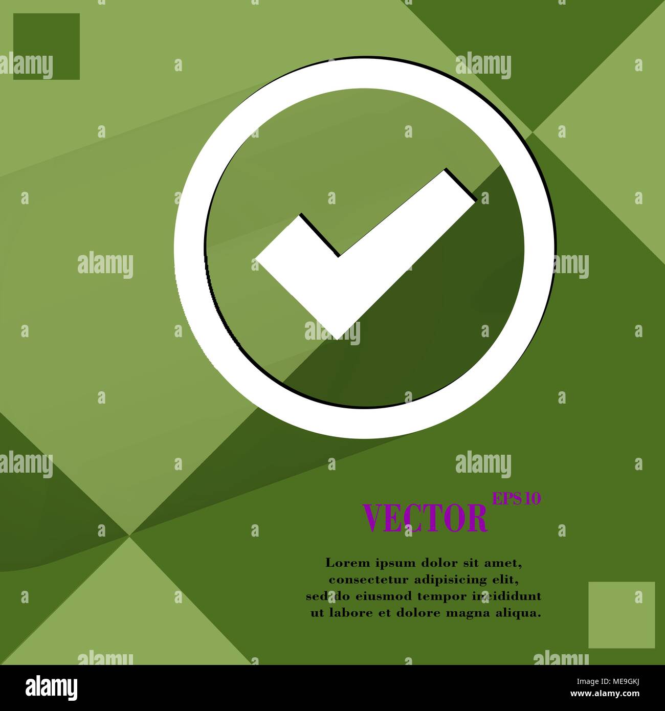 check mark. Flat modern web design on a flat geometric abstract ...