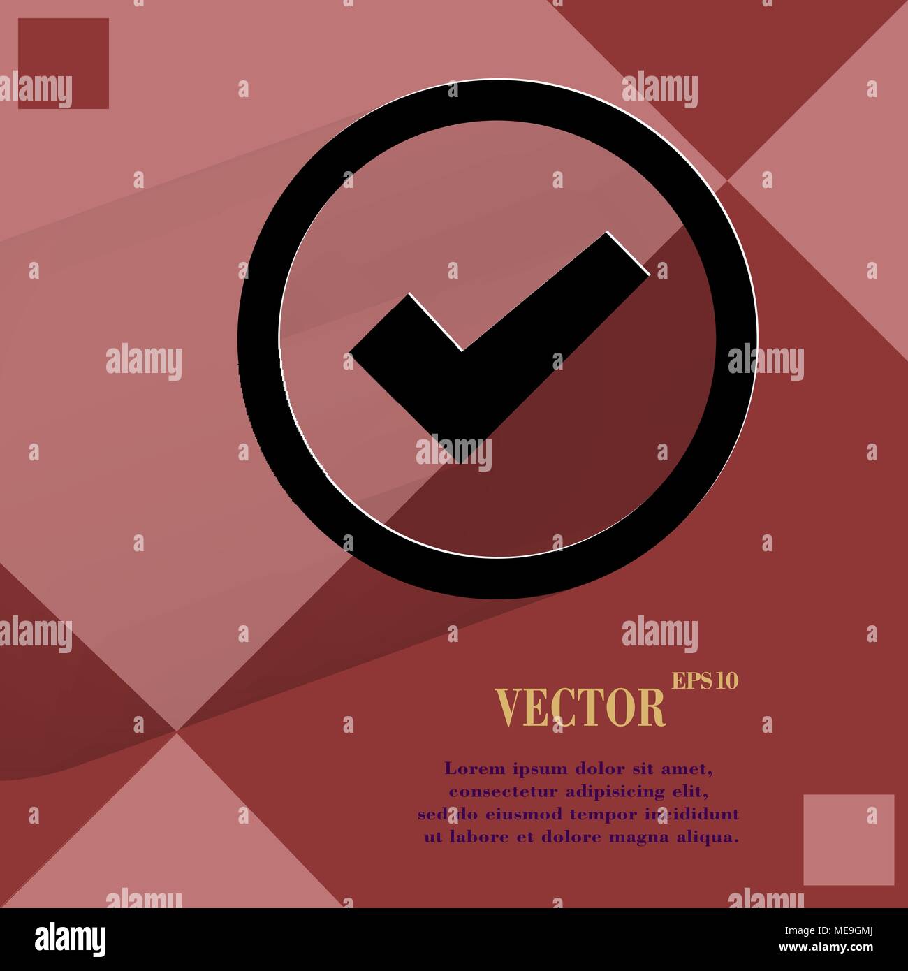 check mark. Flat modern web design on a flat geometric abstract ...