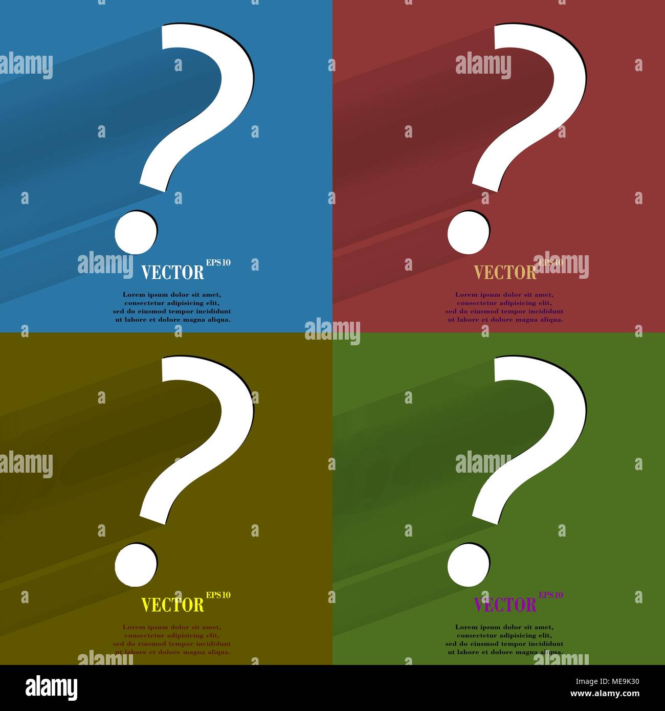 Color set question mark, Flat modern web button with long shadow and ...