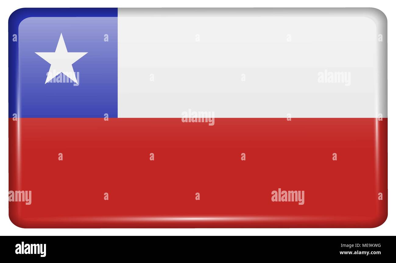 Flags of Chile in the form of a magnet on refrigerator with reflections ...