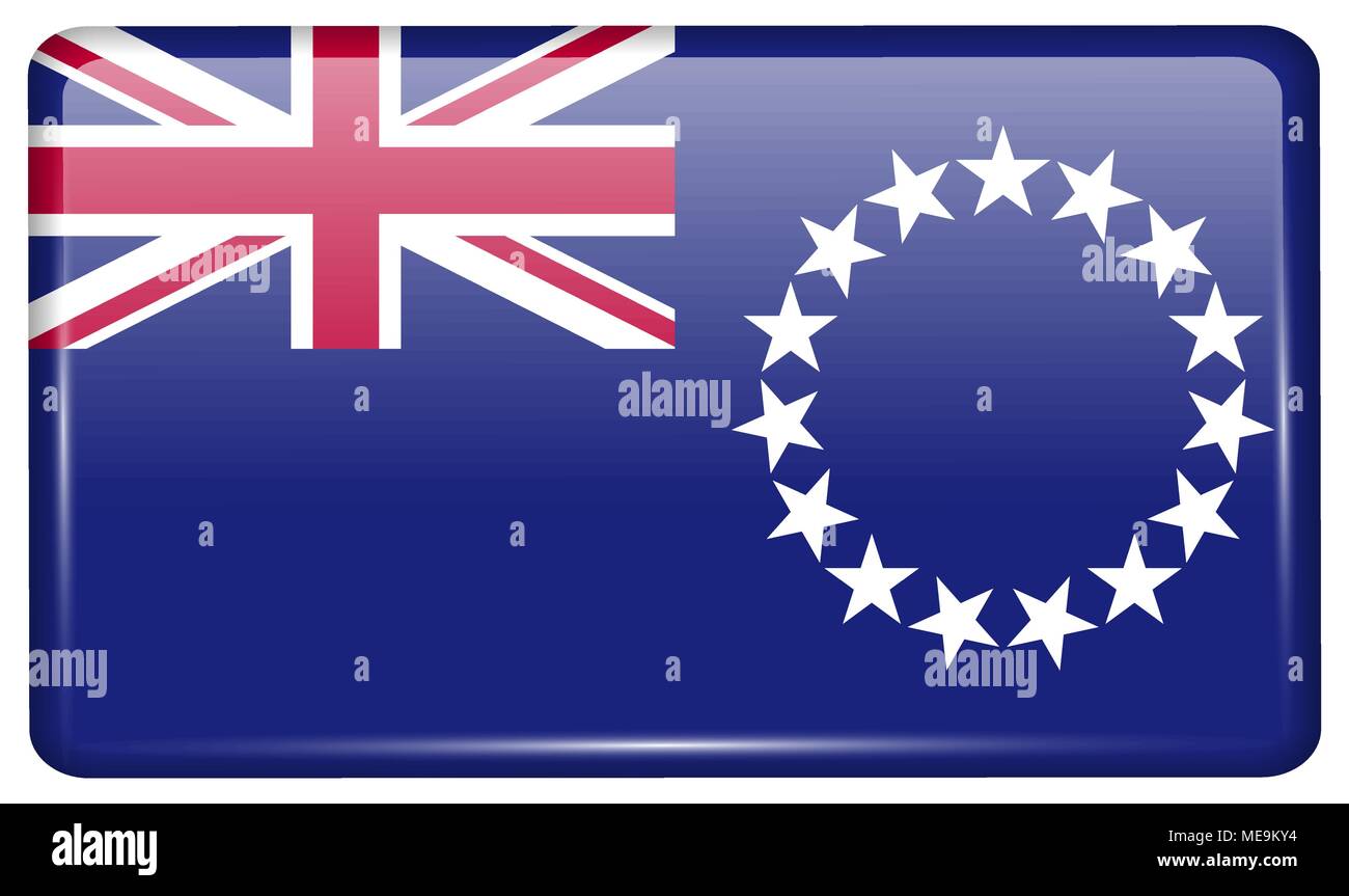 Flags of Cook islands in the form of a magnet on refrigerator with ...