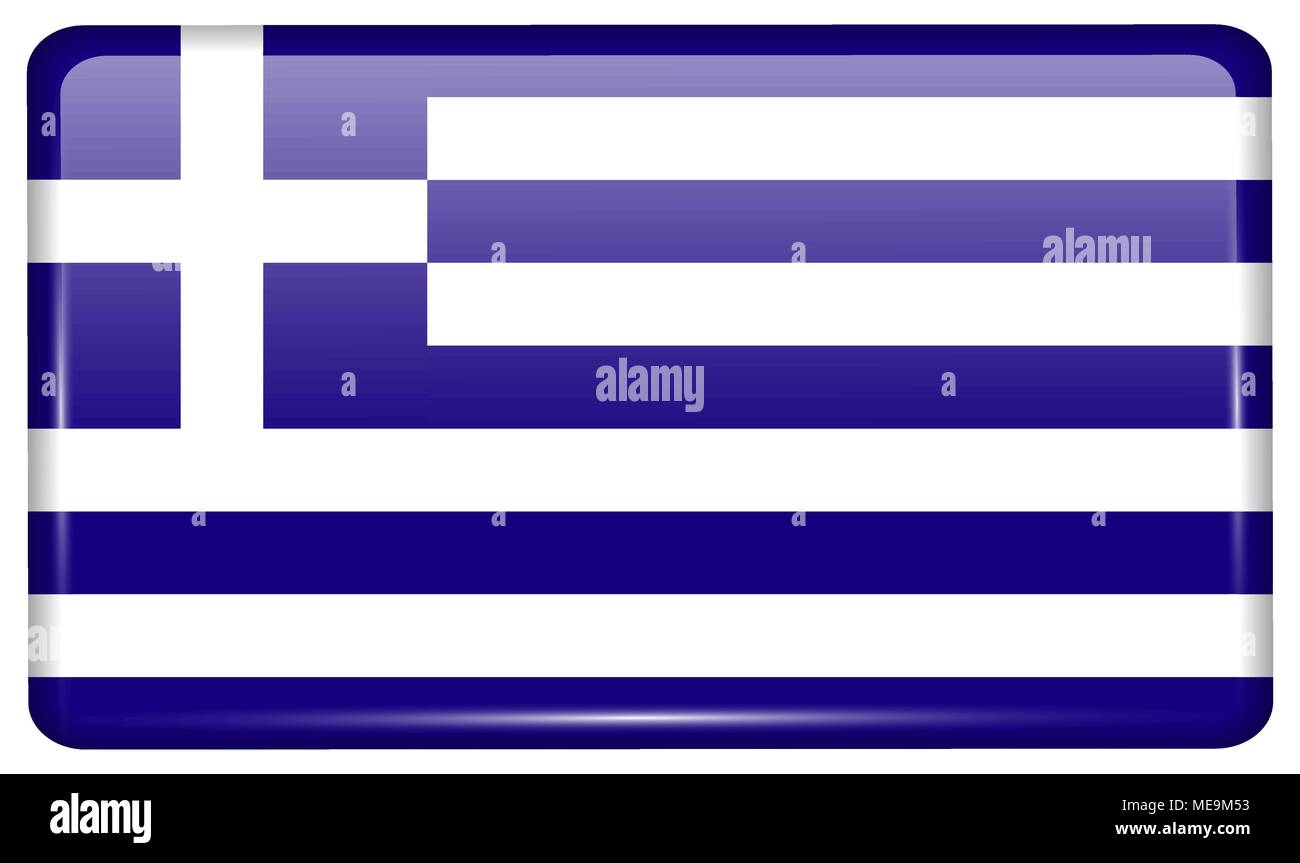 Flags of Greece in the form of a magnet on refrigerator with ...