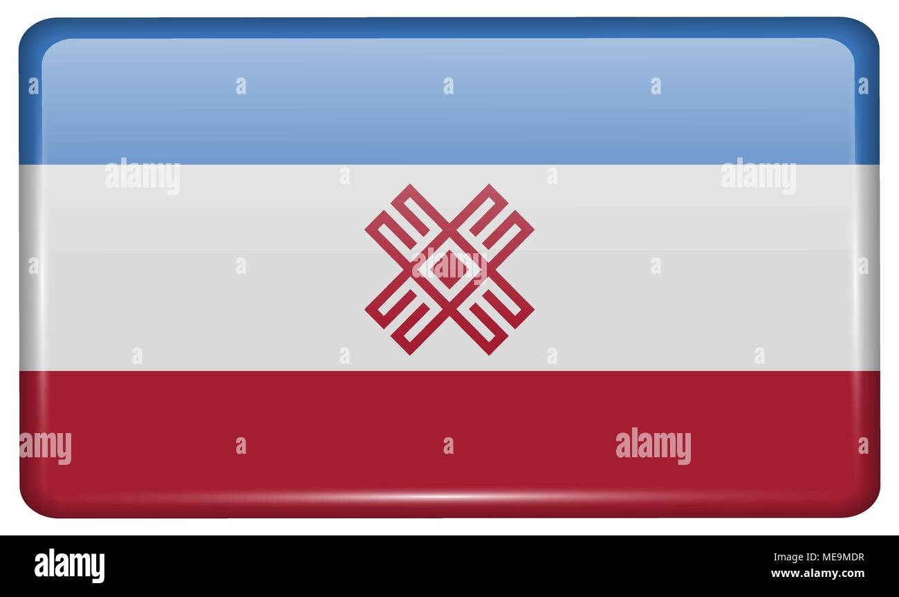 Flags of Mari El in the form of a magnet on refrigerator with ...