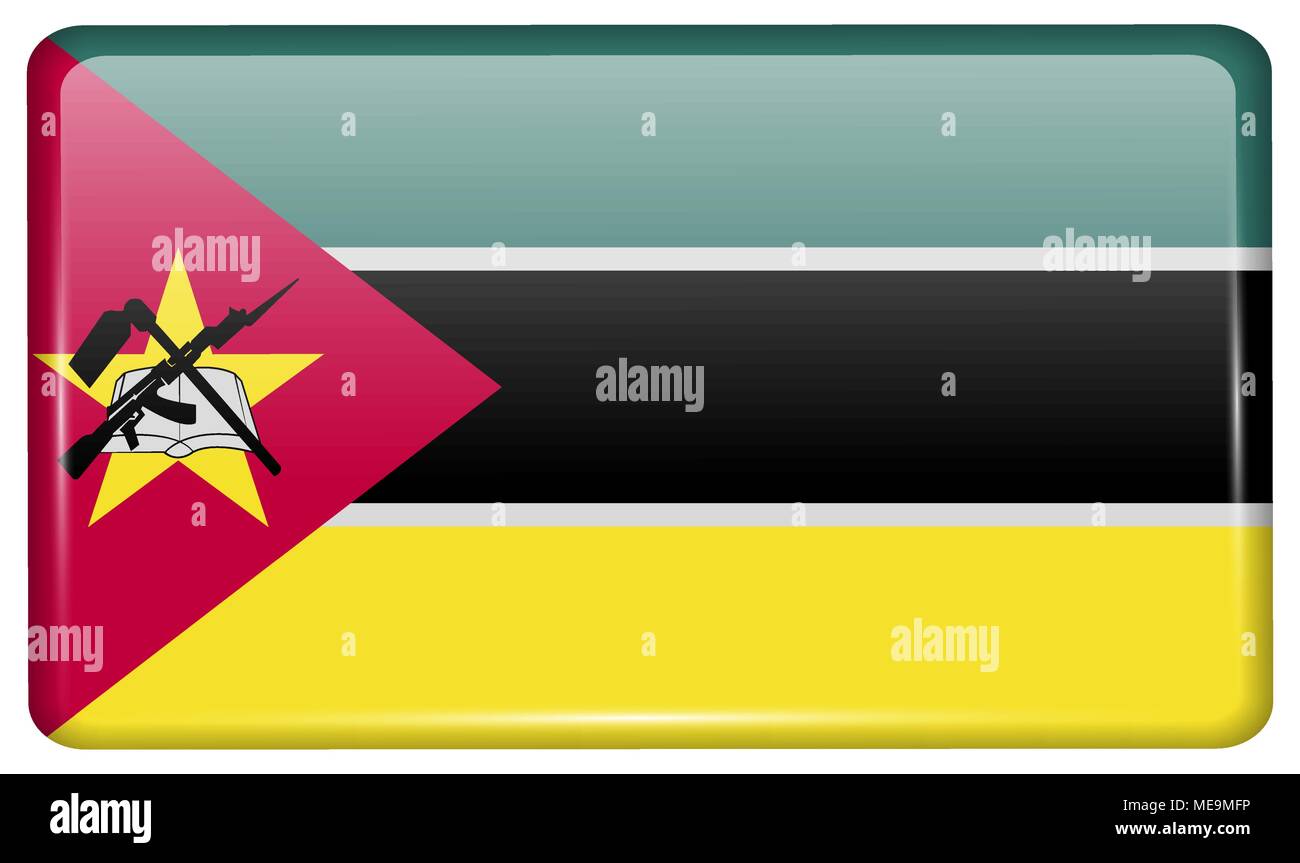 Flags of Mozambique in the form of a magnet on refrigerator with ...