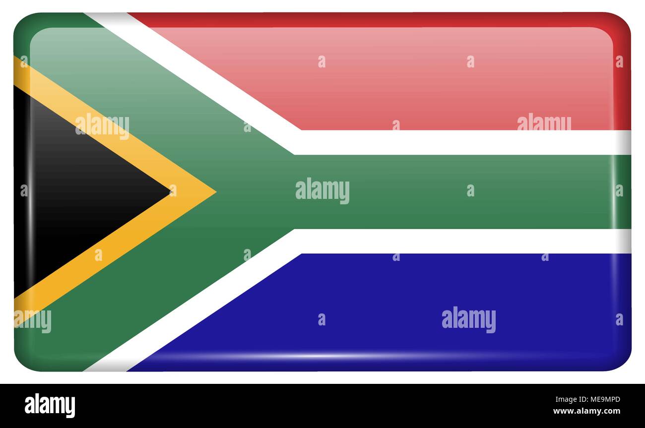 Flags of South Africa in the form of a magnet on refrigerator with ...