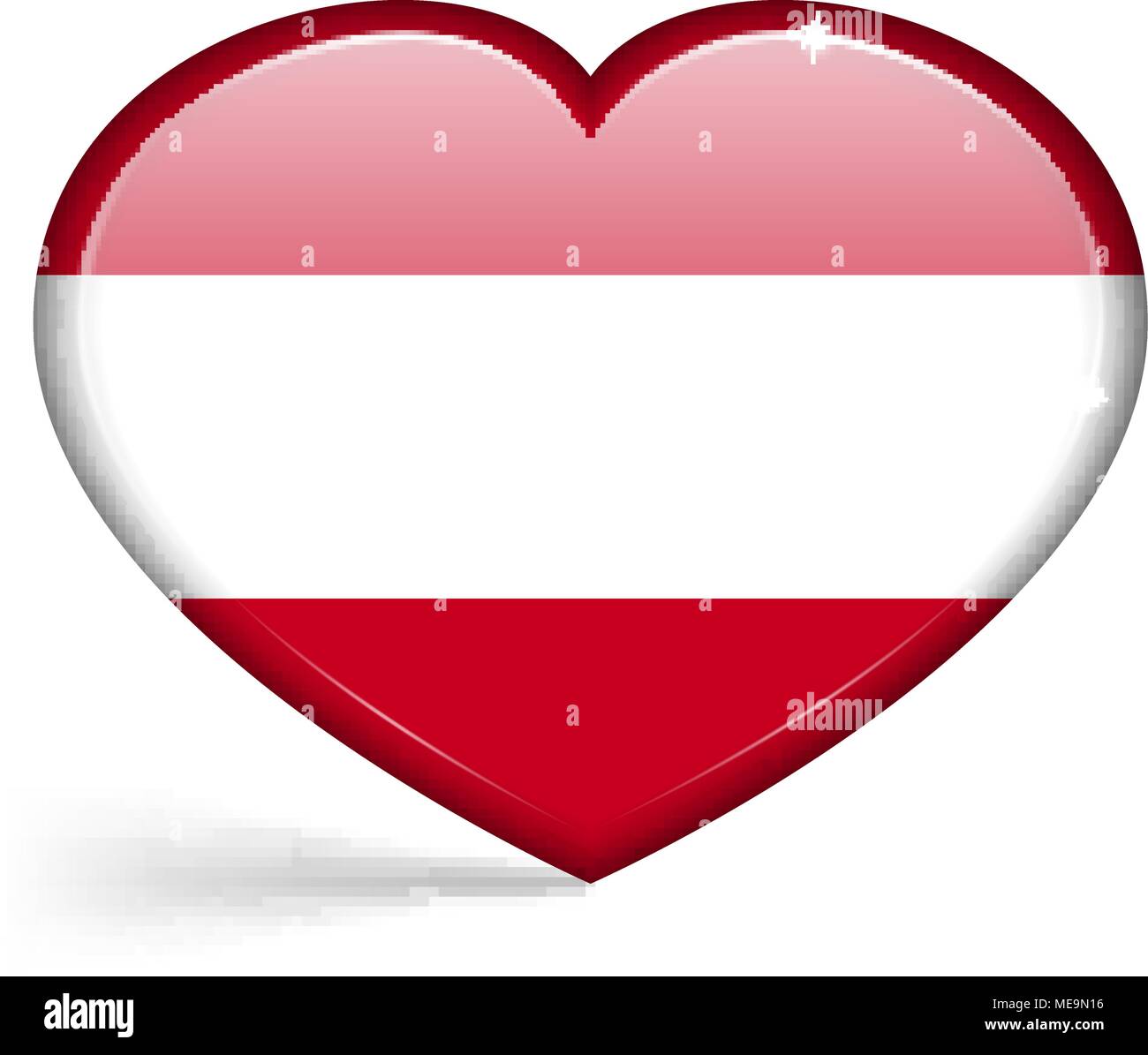 Flags of Austria in a heart shape with highlights on the edges. Vector ...