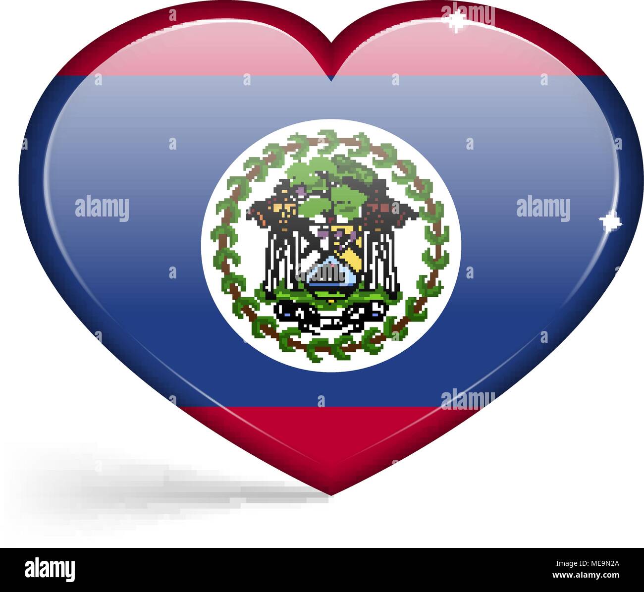 Flags of Belize in a heart shape with highlights on the edges. Vector ...