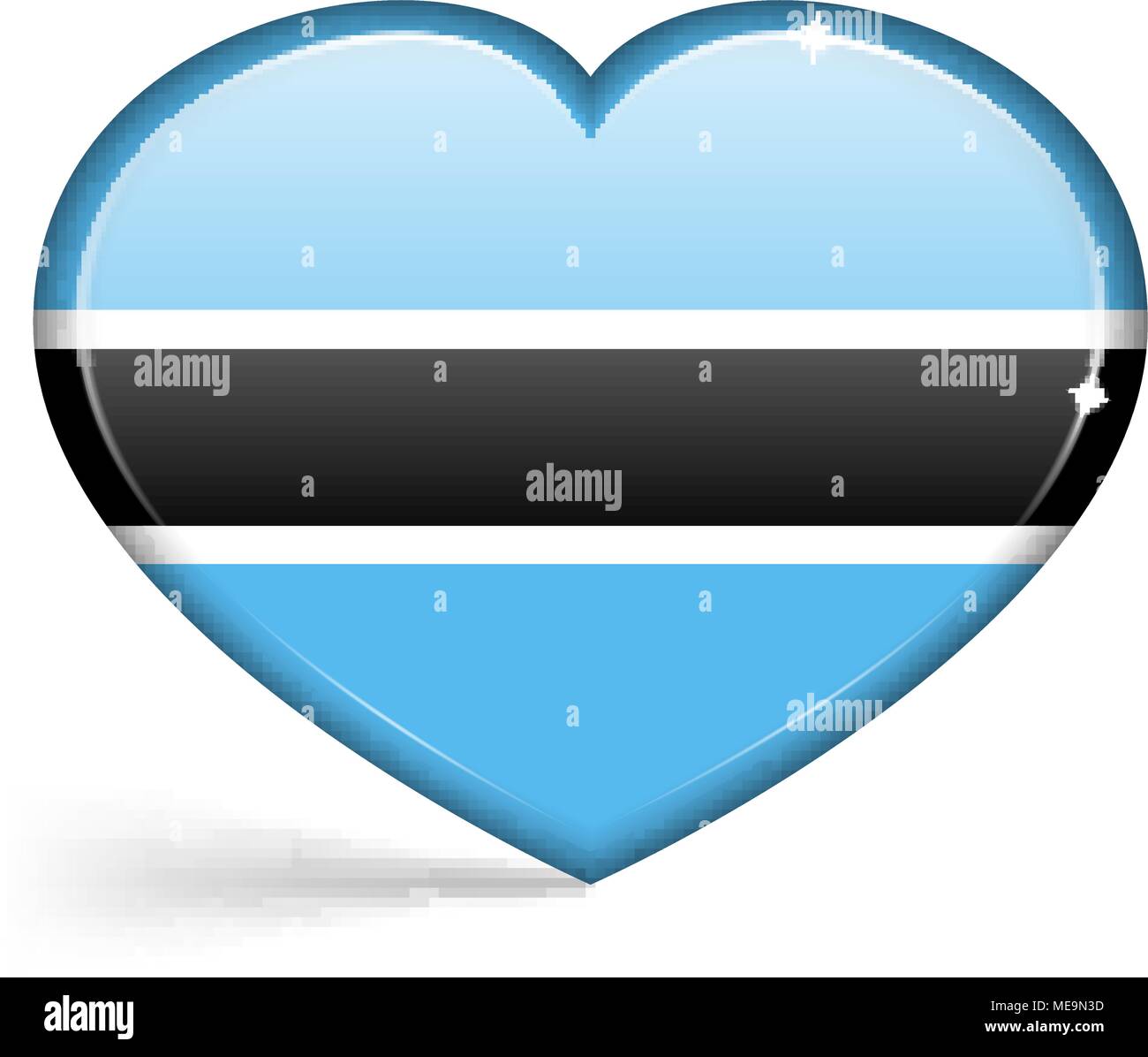Flags of Botswana in a heart shape with highlights on the edges. Vector ...