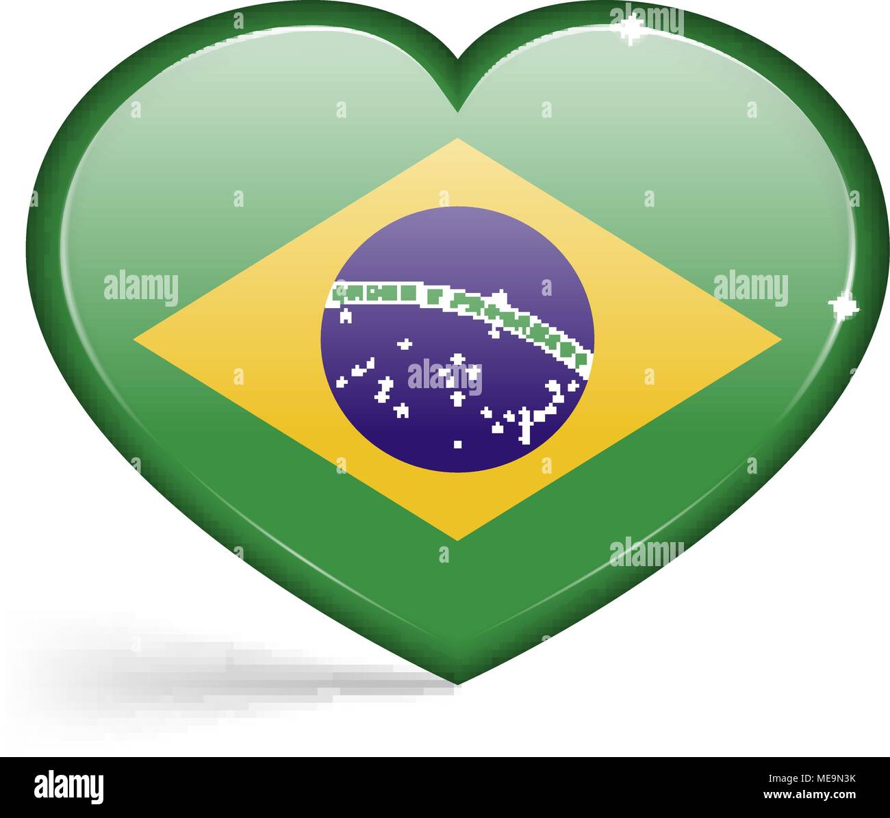 Flags of Brazil in a heart shape with highlights on the edges. Vector ...