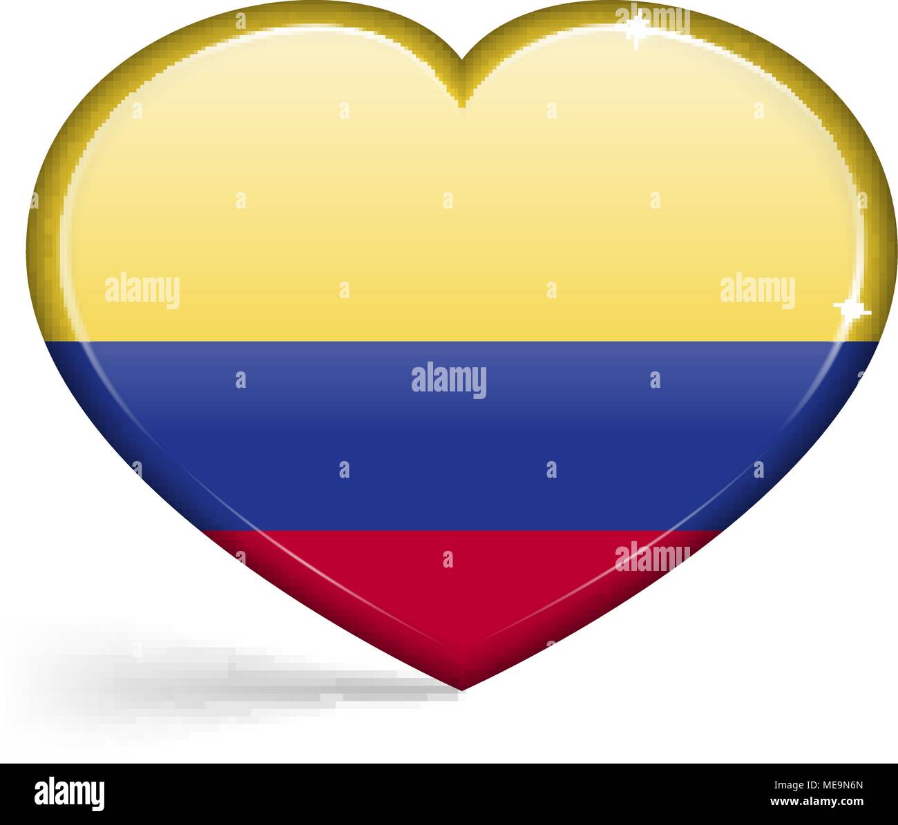 Flags of Colombia in a heart shape with highlights on the edges. Vector ...