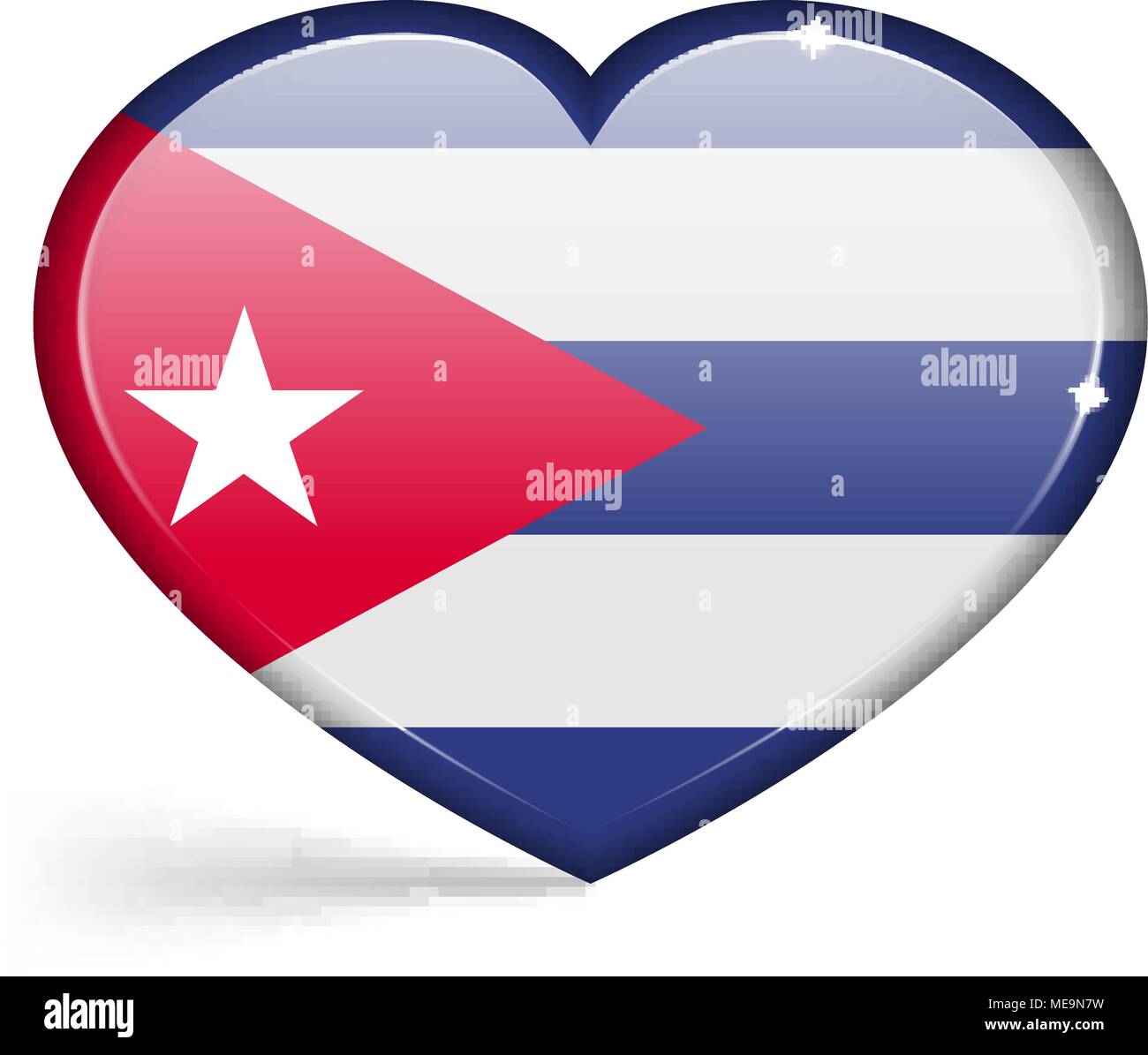 Flags of Cuba in a heart shape with highlights on the edges. Vector ...