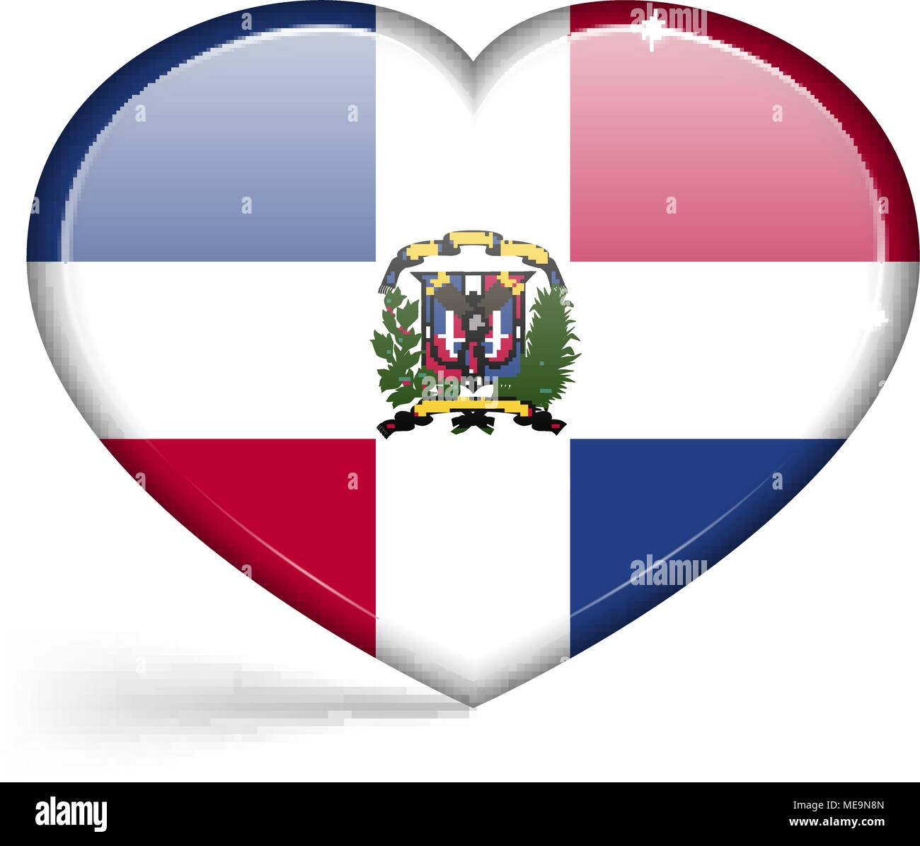 Flags of Dominican Republic in a heart shape with highlights on the ...