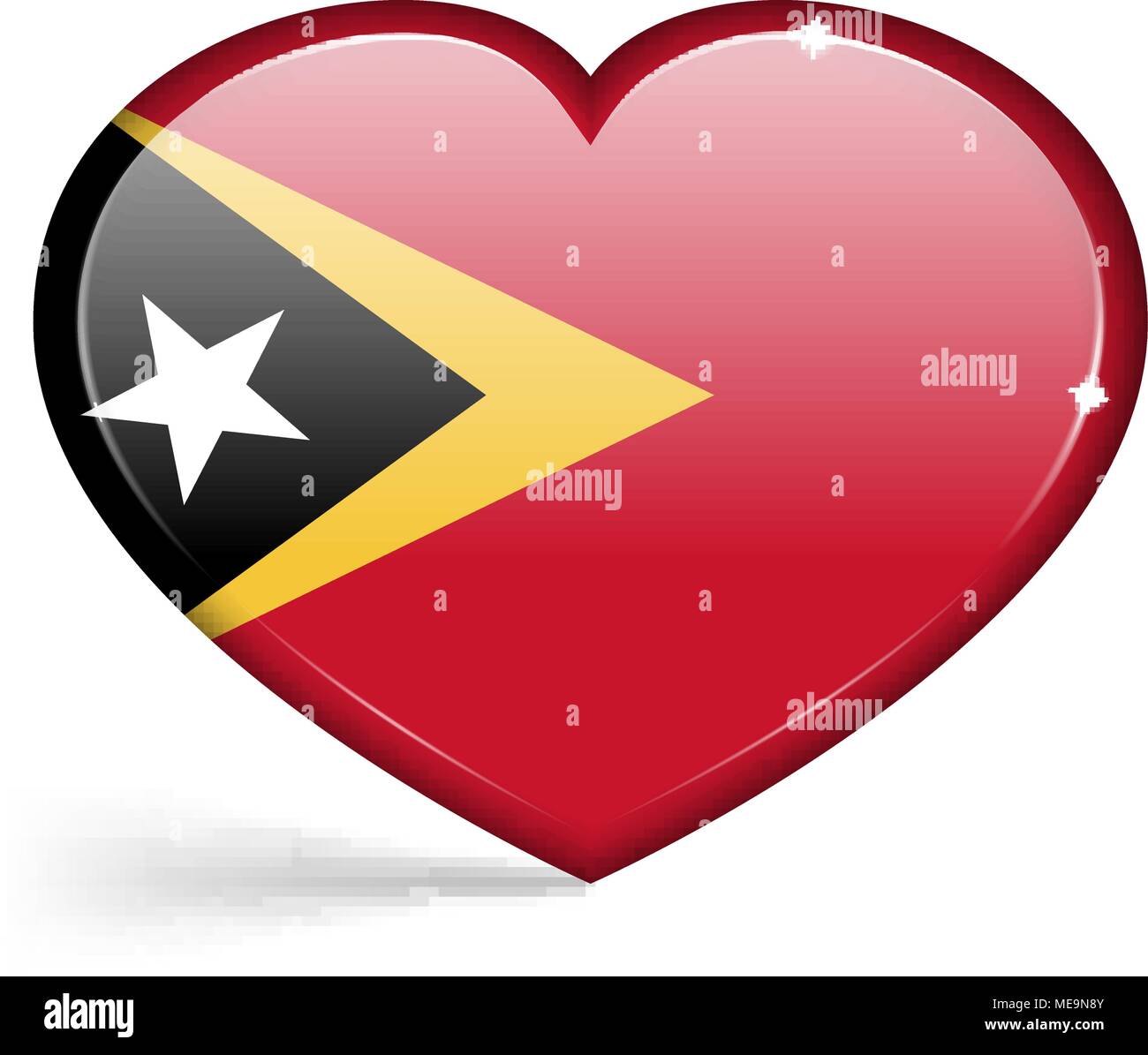 Flags of East Timor in a heart shape with highlights on the edges ...