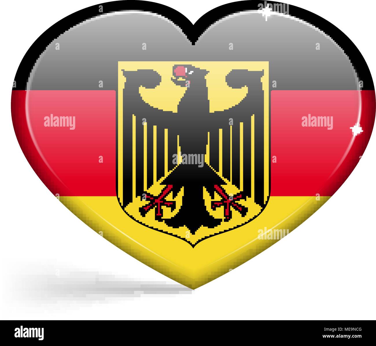 Flags of Germany in a heart shape with highlights on the edges. Vector ...