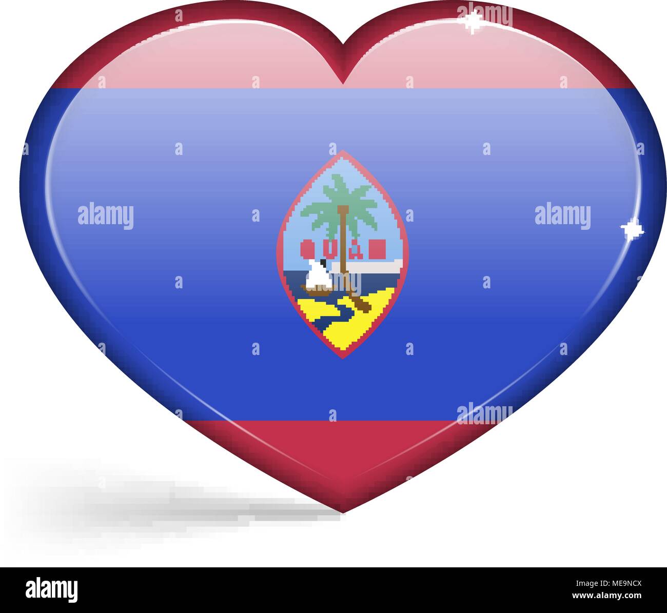 Flags of Guam in a heart shape with highlights on the edges. Vector ...