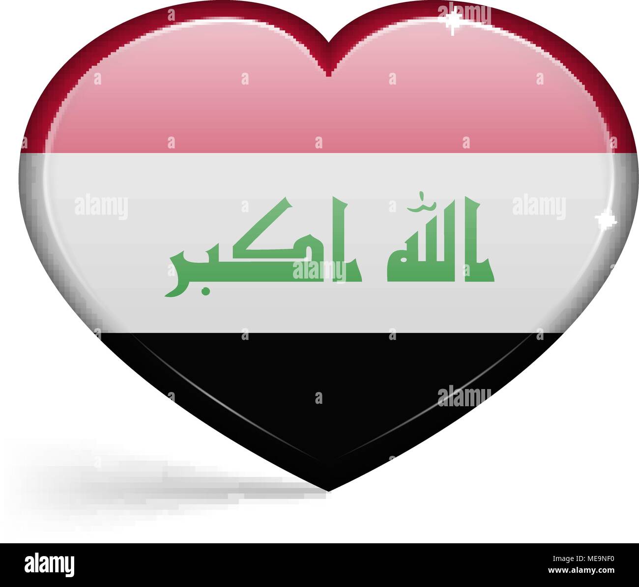 Flags of Iraq in a heart shape with highlights on the edges. Vector ...
