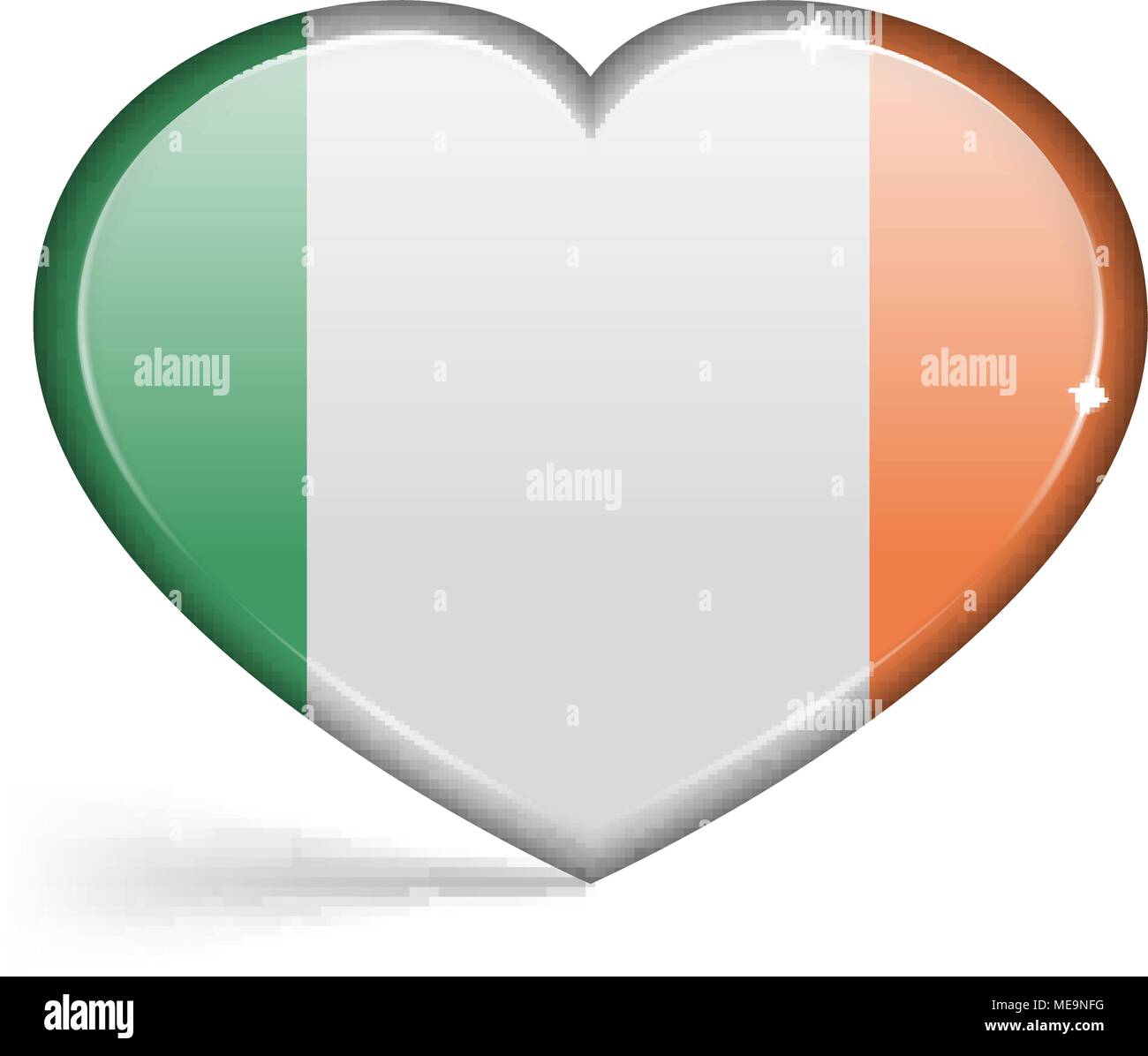 Flags of Ireland in a heart shape with highlights on the edges. Vector ...