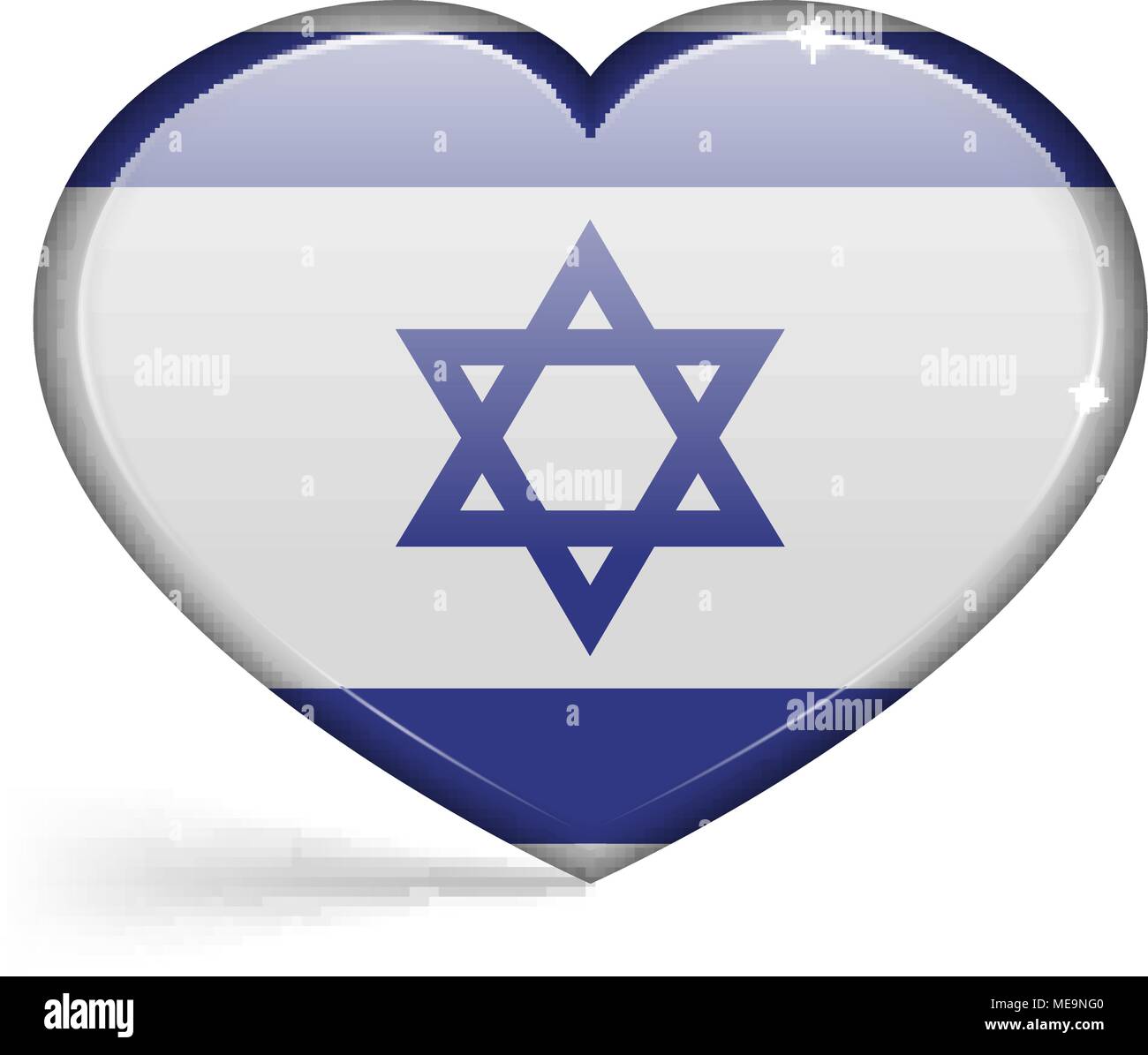 Flags of Israel in a heart shape with highlights on the edges. Vector ...