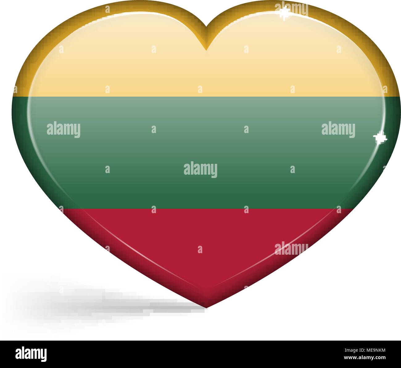 Flags of Lithuania. in a heart shape with highlights on the edges ...