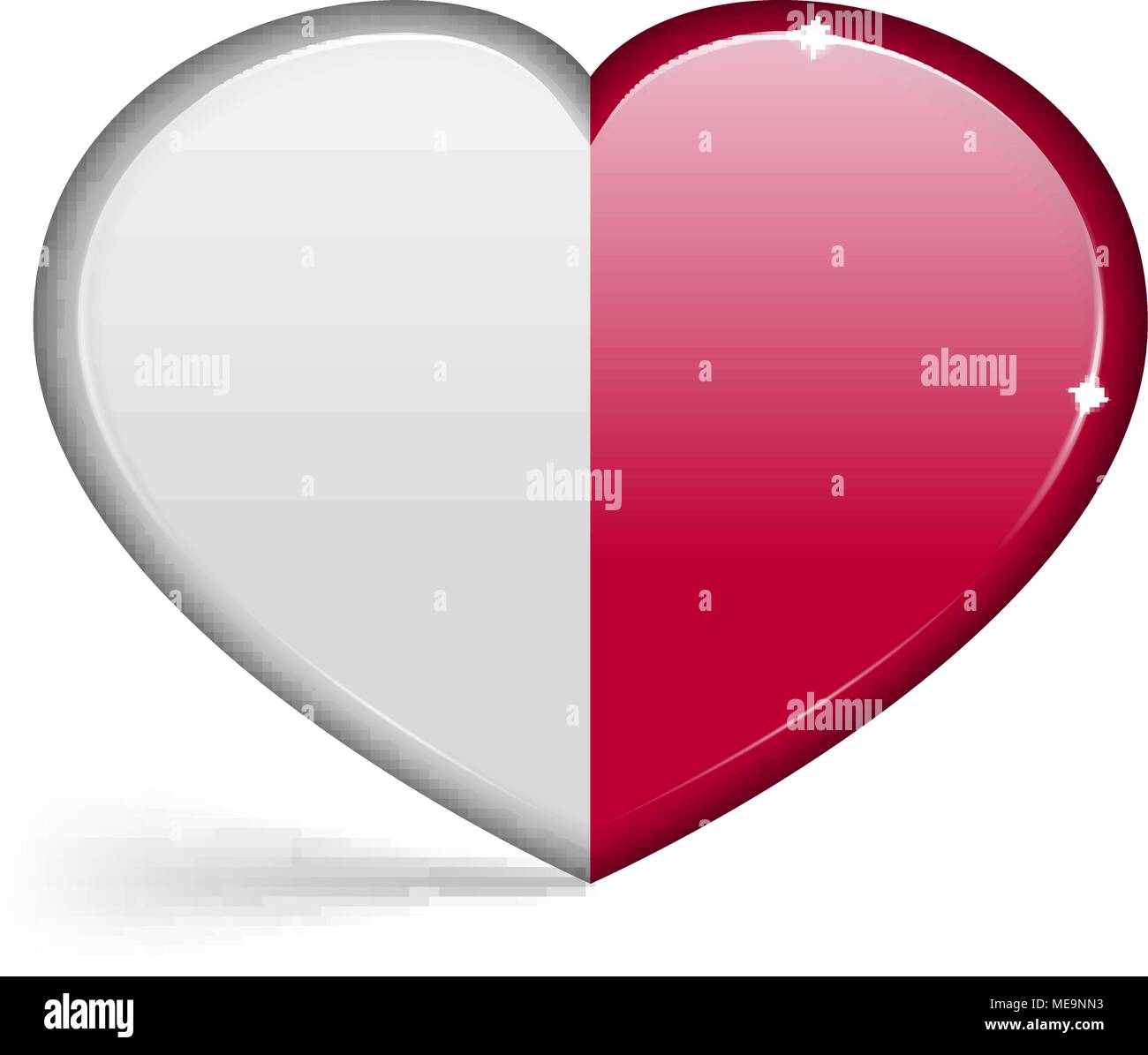 Flags Of Malta In A Heart Shape With Highlights On The Edges Vector