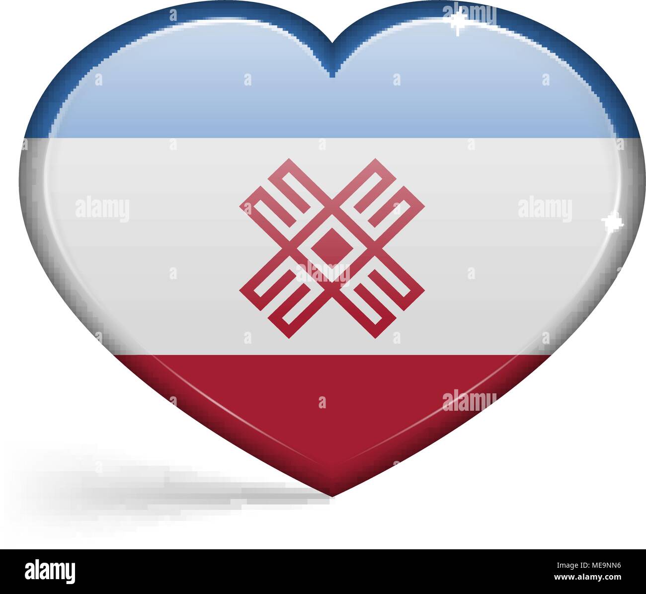 Flags of Mari El in a heart shape with highlights on the edges. Vector ...
