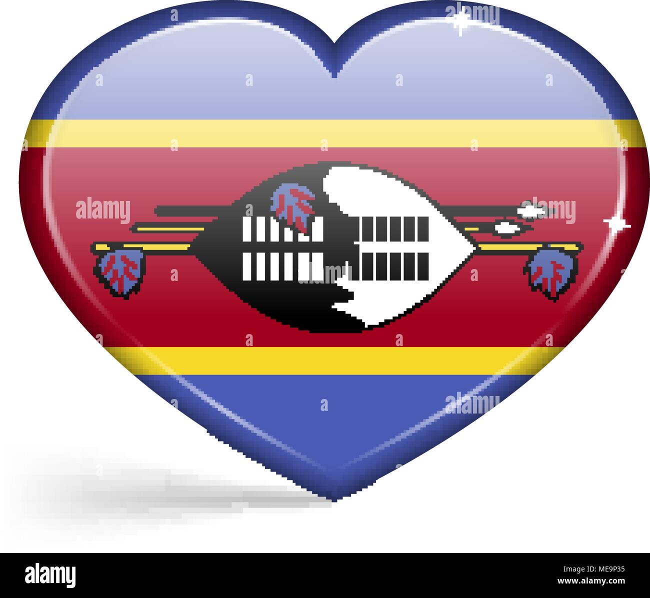 Flags of Swaziland in a heart shape with highlights on the edges ...