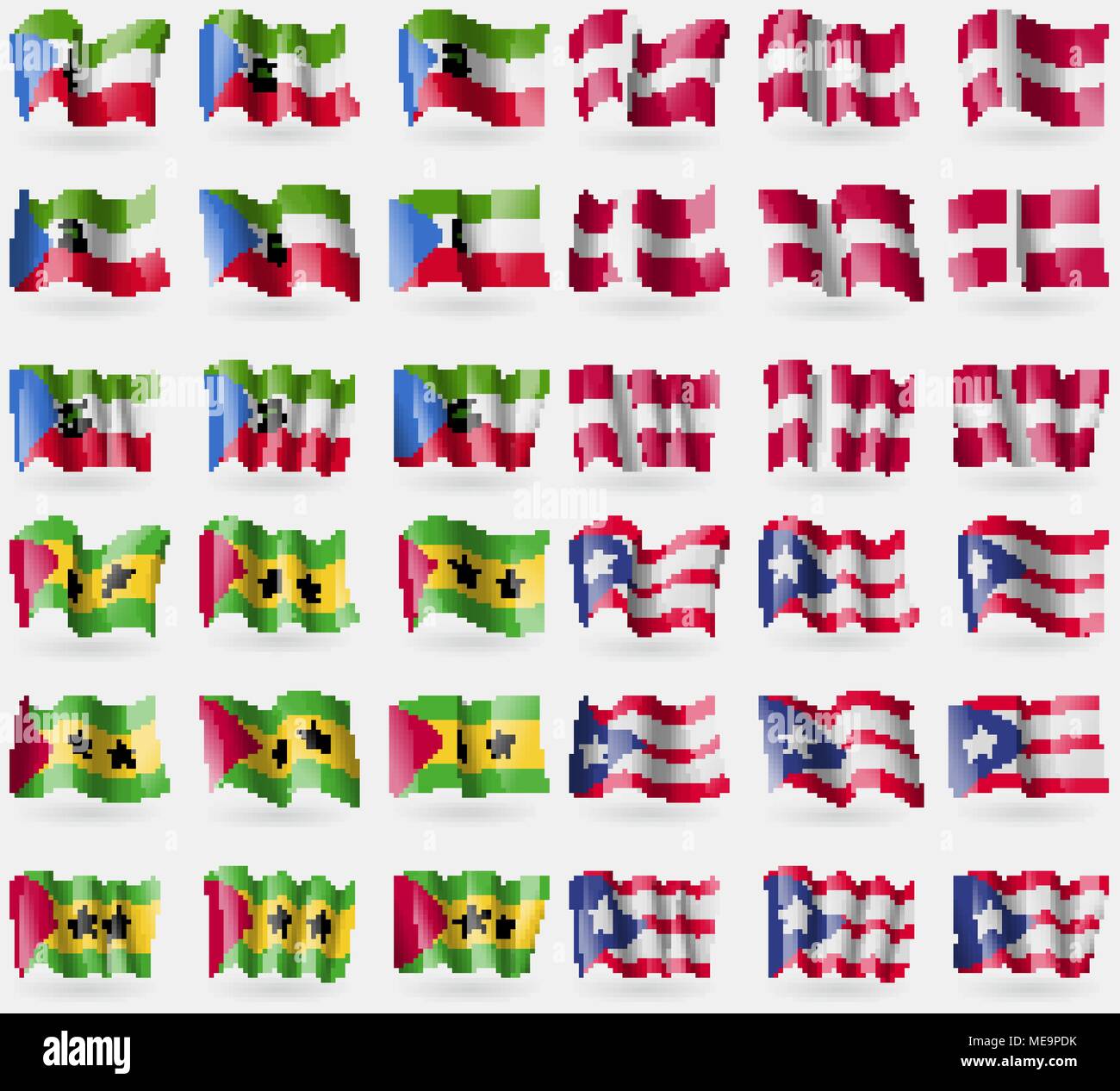 Equatorial Guinea, Denmark, Sao Tome and Principe, Puerto Rico. Set of ...