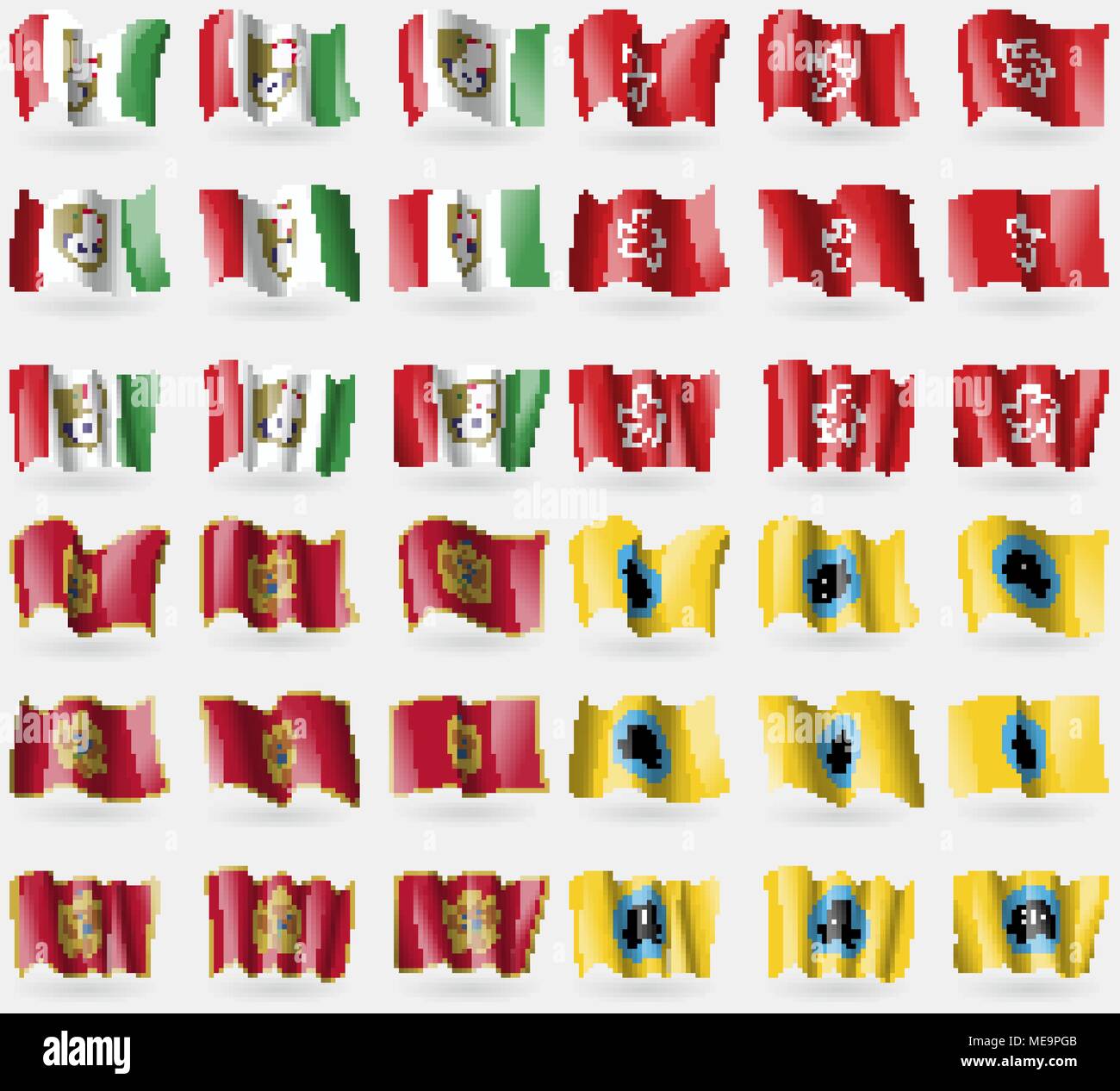 Bosnia and Herzegovina Federation, Hong Kong, Montenegro, Kalmykia. Set ...