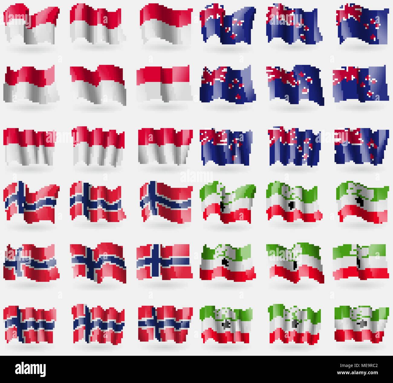 Monaco, New Zeland, Norway, Somaliland. Set of 36 flags of the ...
