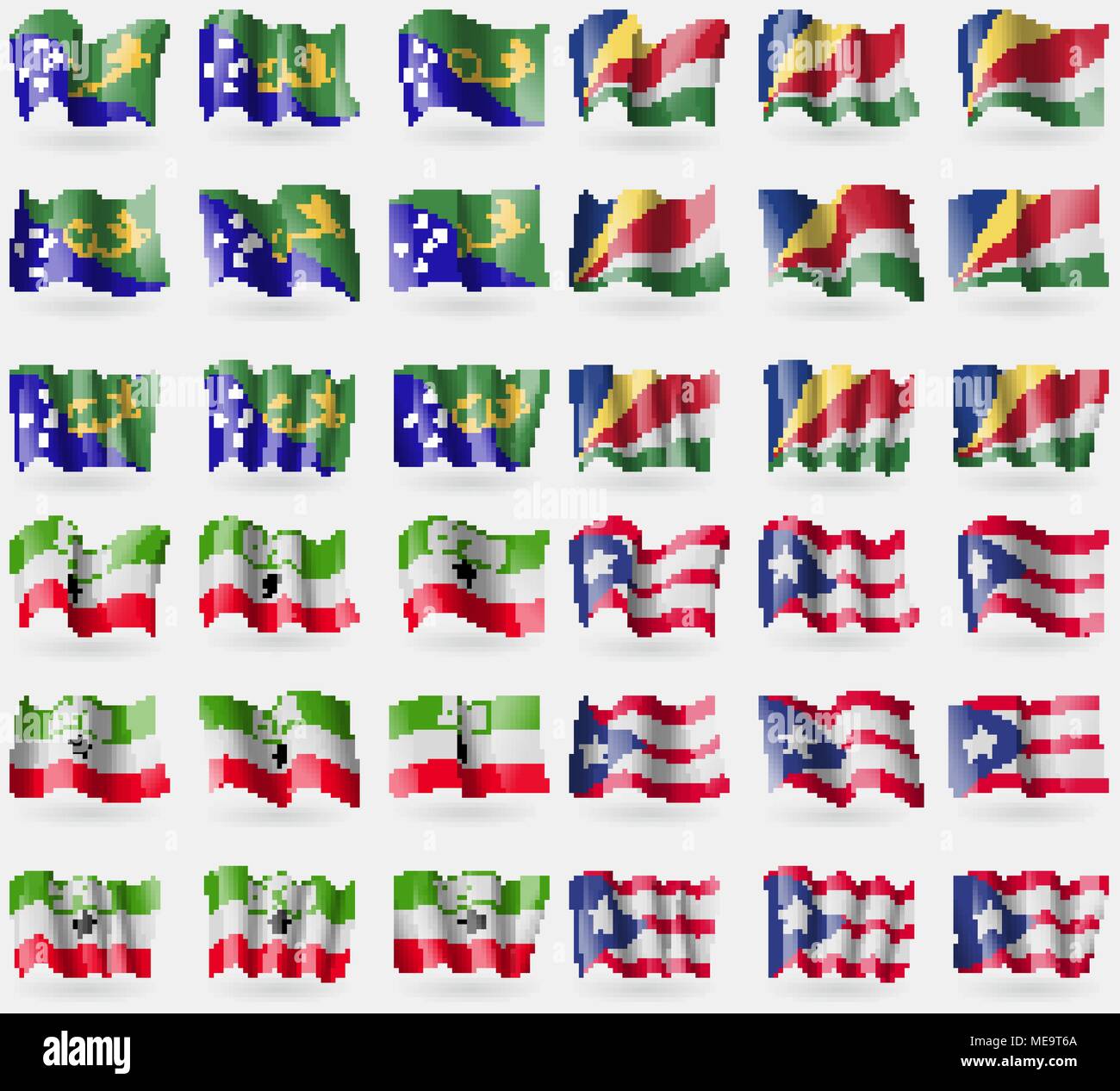 Christmas Island, Seychelles, Somaliland, Puerto Rico. Set of 36 flags ...
