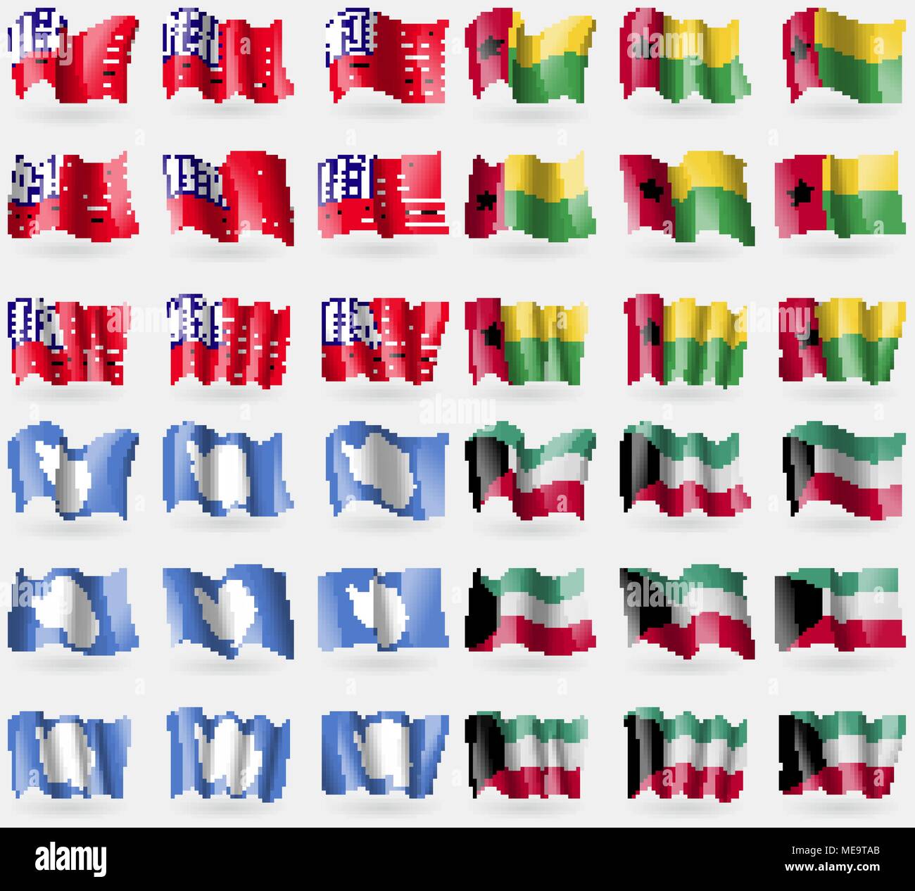 Bikini Atoll, GuineaBissau, Antarctica, Kuwait. Set of 36 flags of the ...