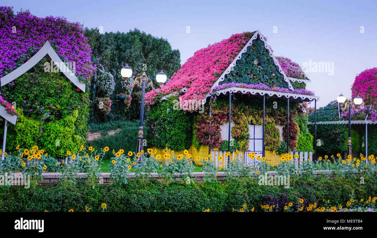 Beautiful houses covered with flowers Stock Photo - Alamy