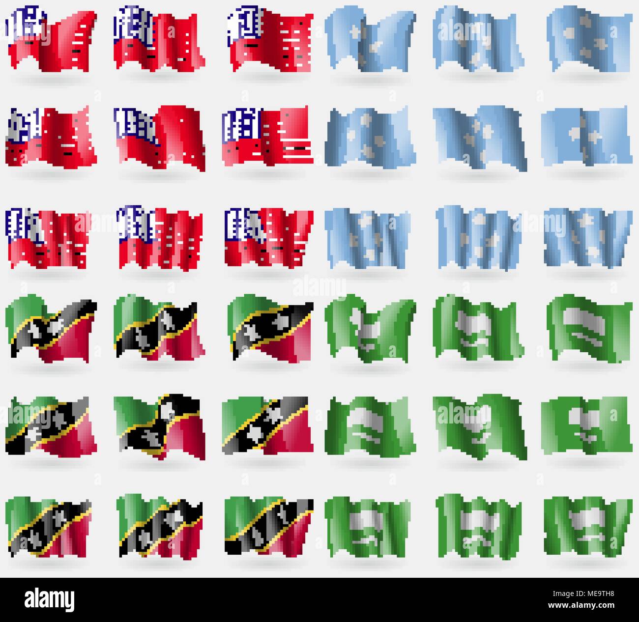 Bikini Atoll, Micronesia, Saint Kitts and Nevis, Saudi Arabia. Set of ...