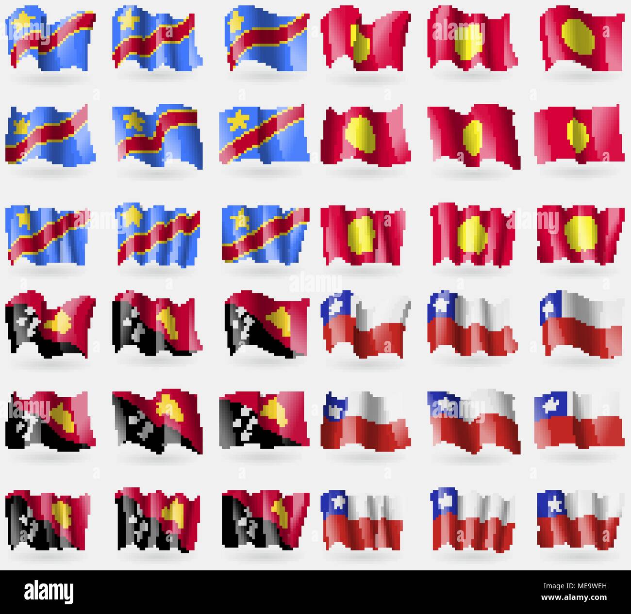 Congo Democratic Republic, Kyrgyzstan, Papua New Guinea, Chile. Set of ...