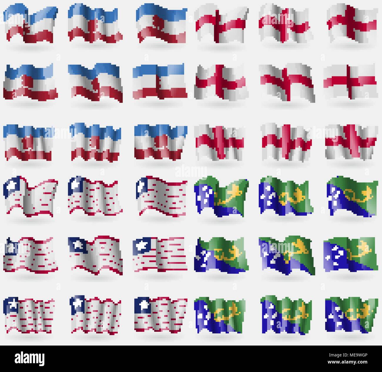 Mari El, England, Liberia, Christmas Island. Set of 36 flags of the ...