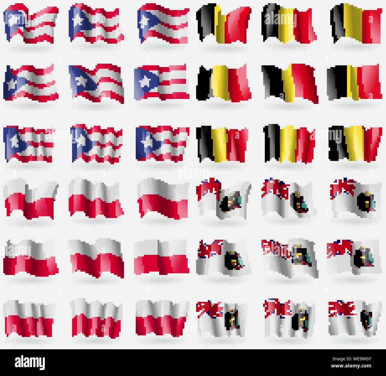 Puerto Rico, Belgium, Poland, British Antarctic Territory. Set of 36 ...